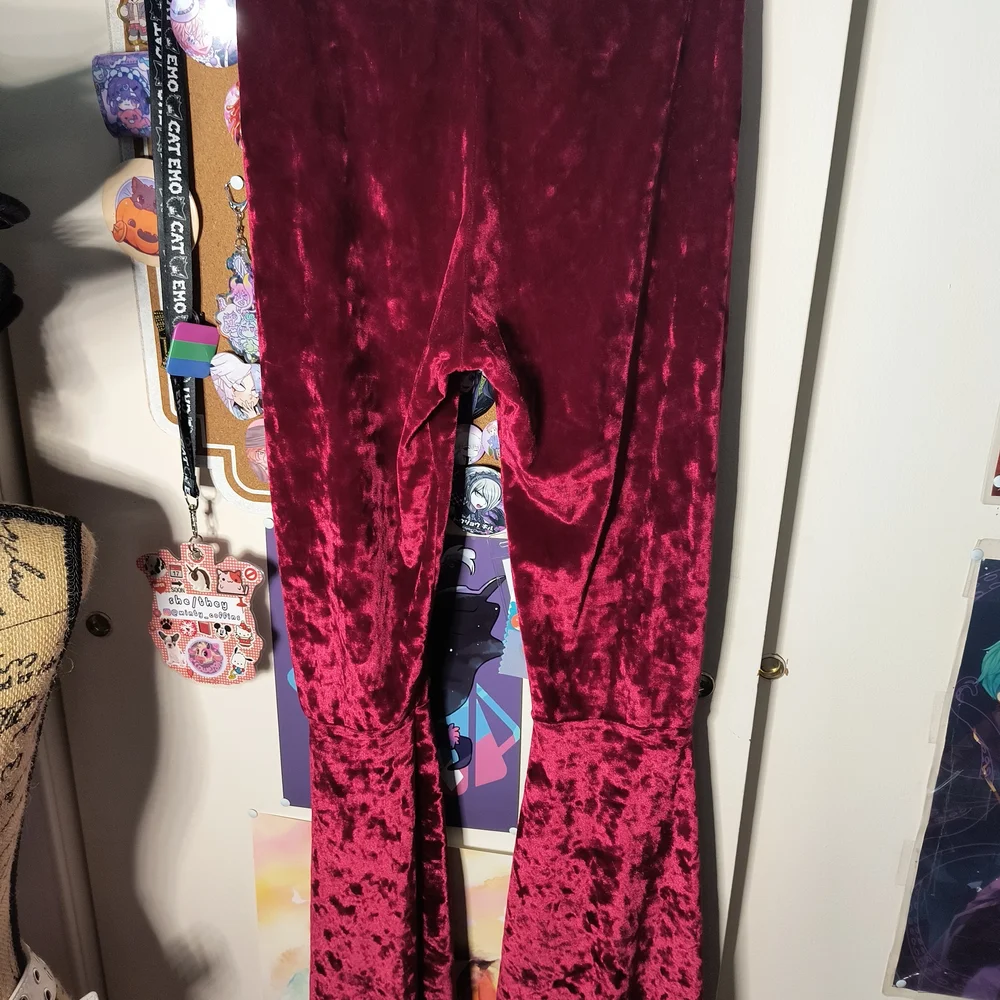 Killstar | Pants & Jumpsuits | Goth Red Velvet Flare Pants | Poshmark